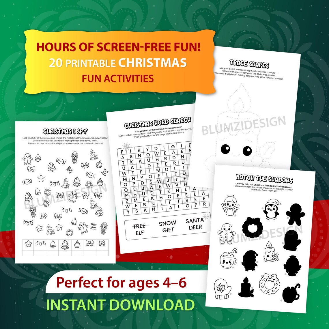 Christmas Activity Workbook for Kids | 20 Printable Pages (digital ...