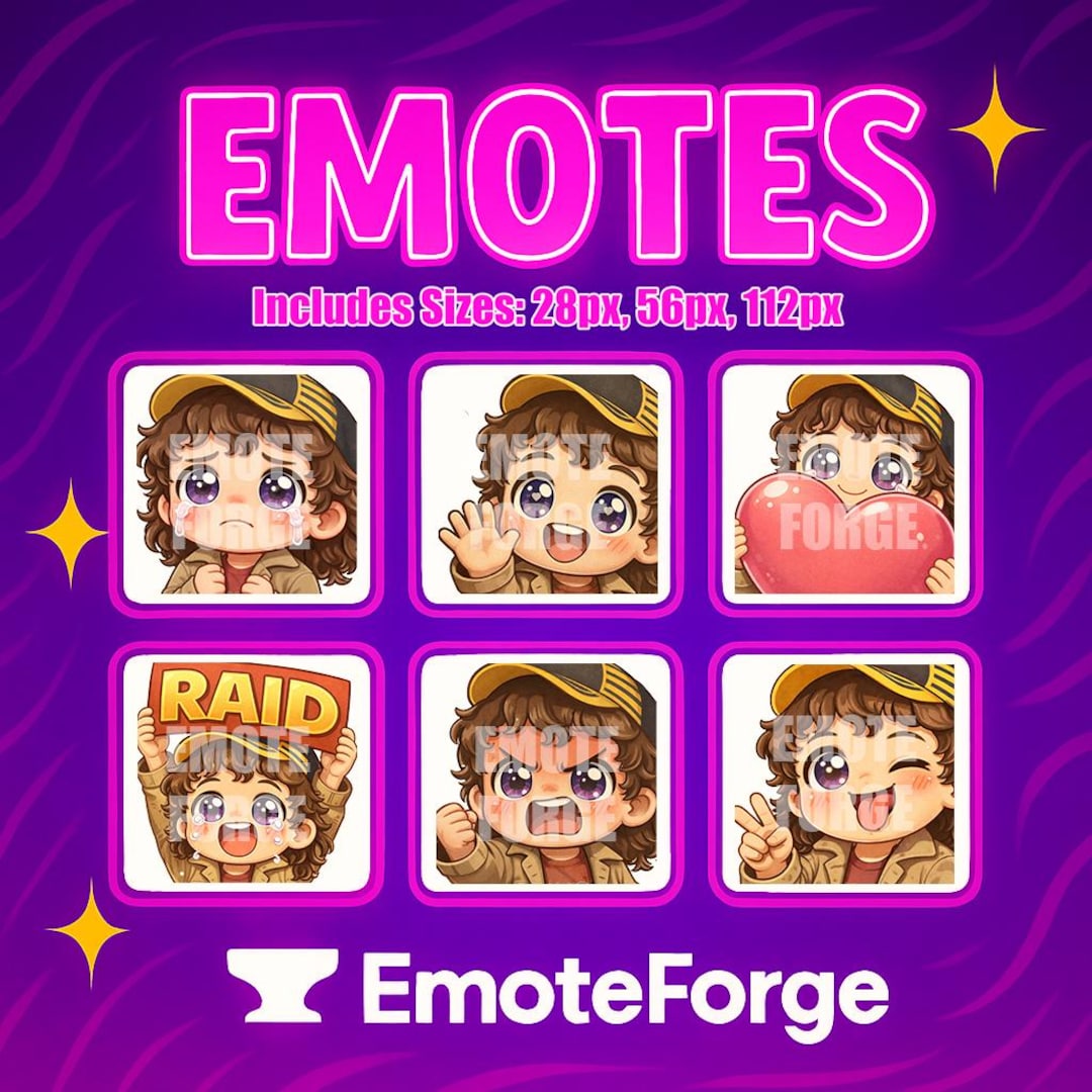 DBD Dustin Henderson Chibi Emote Set – 6 Cute Pngs for Twitch & Discord ...