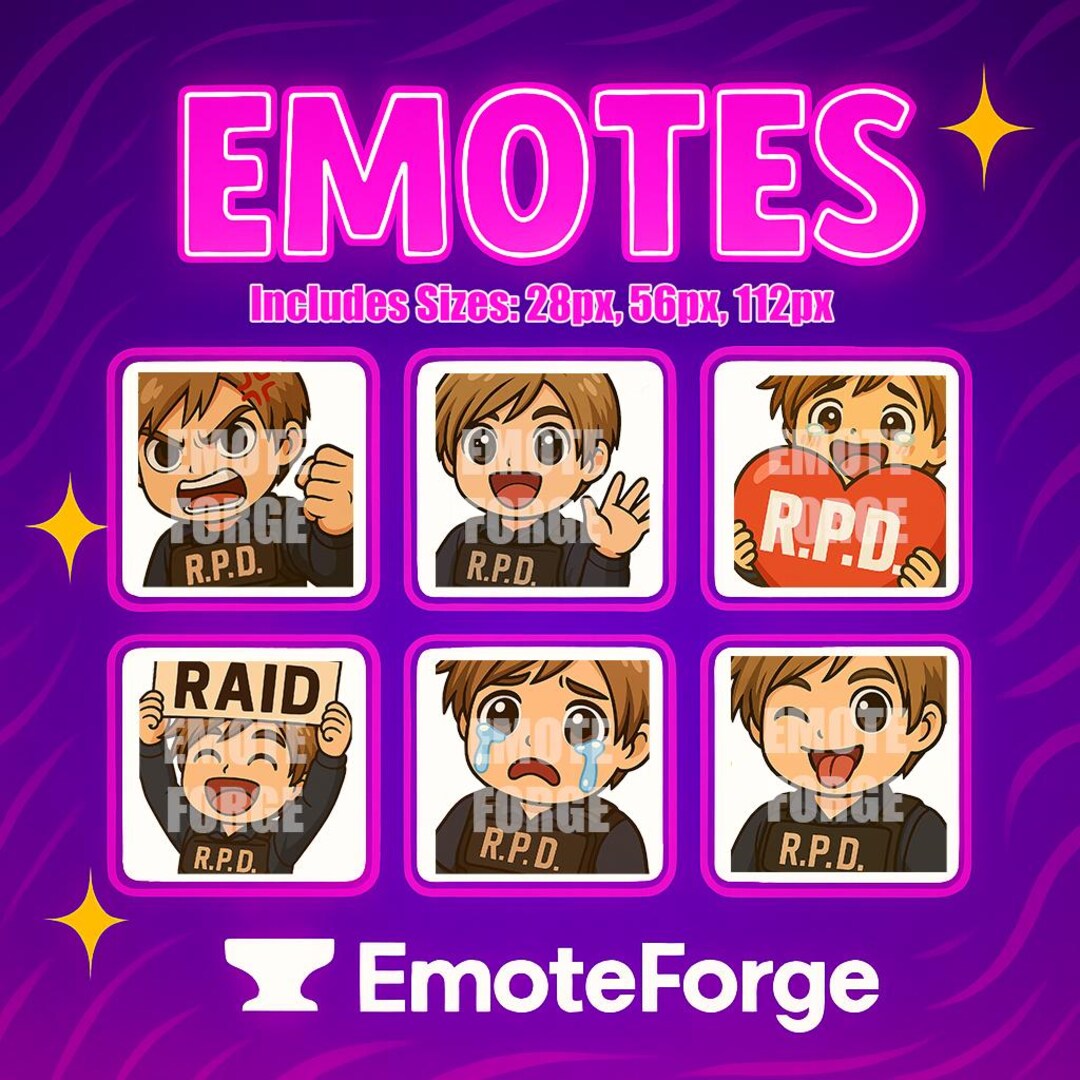 DBD Leon Kennedy Chibi Emotes – Twitch & Discord Overlay (digital ...