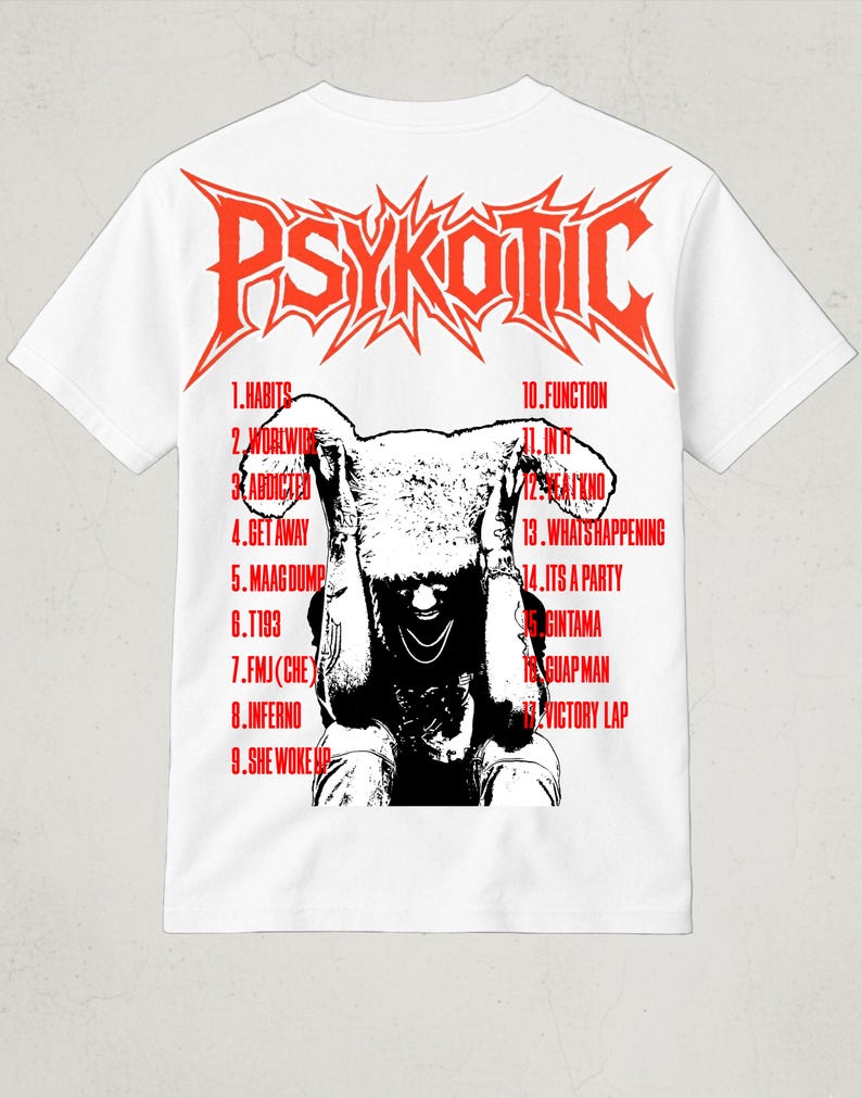 Osamason Psykotic Album T-shirt | Rapper Tracklist Streetwear Tee ...