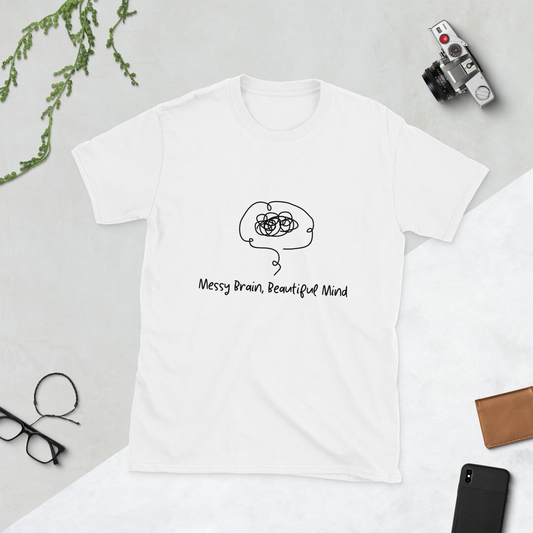 Messy Brain Beautiful Mind T-shirt | Neurodivergent Minimalist Line Art ...