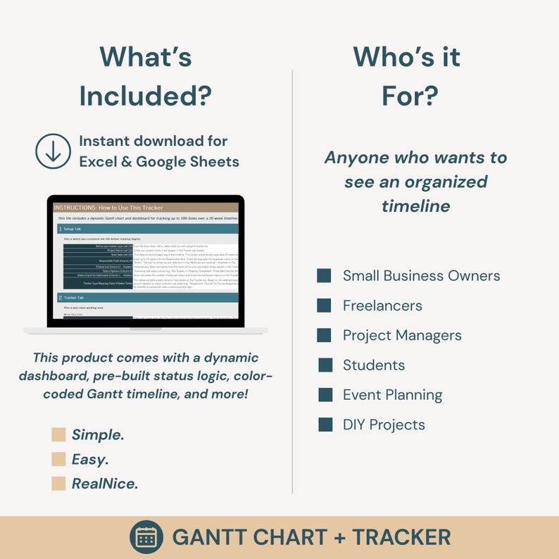 TRACKER + GANTT CHART | Assignment Tracker; Project Tracker; Work ...