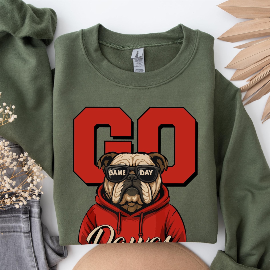 Bold Wrinkly Dog Sweatshirt: Game Day Spirit Pullover With Dawgs Vibe ...