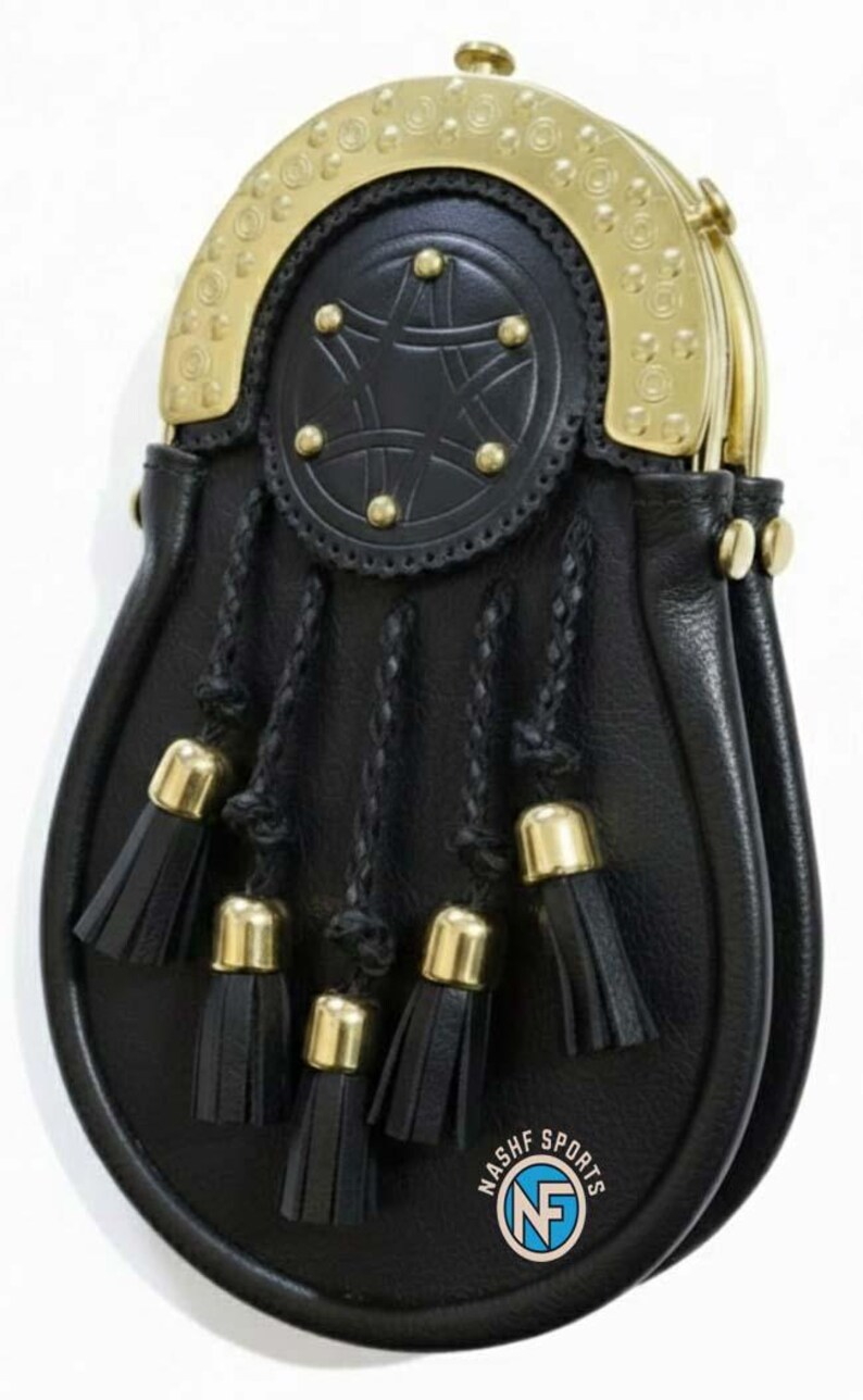 Scottish Culloden Jacobite Sporran Handmade Black Real Leather Kilt ...