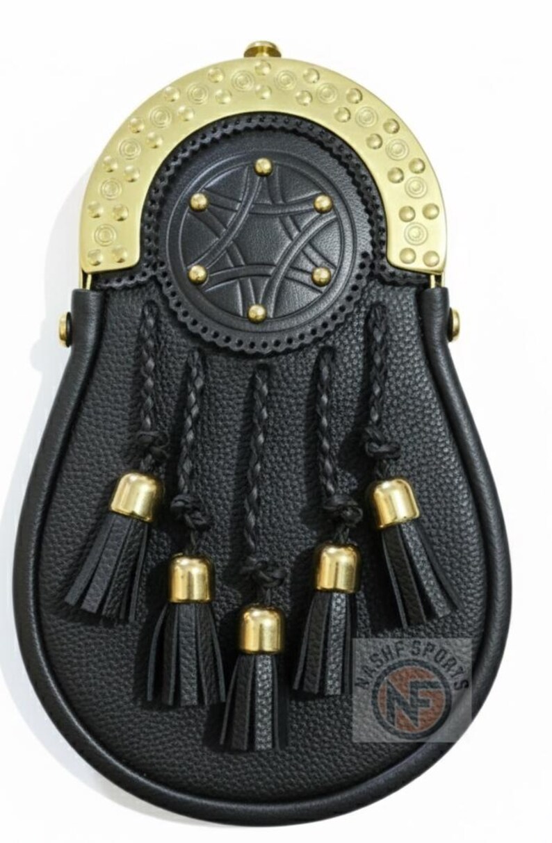 Scottish Culloden Jacobite Sporran Handmade Black Real Leather Kilt ...