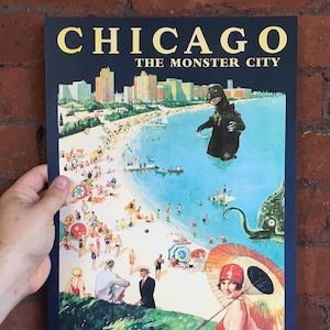 Monster City, Chicago, Chicago Art, Kaiju, Tentacles, Cthulhu, Vintage ...