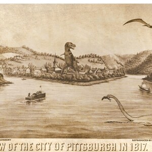 Pittsburgh Art, Dinosaur Art, Digital Print, Art, Tyrannosaurus Rex ...