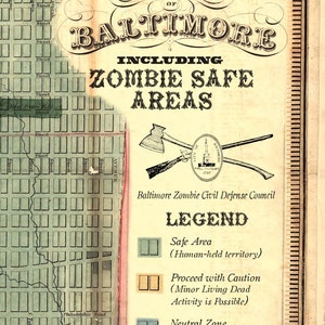 Digital Print, Baltimore Art, Zombies, Baltimore, Vintage Map ...
