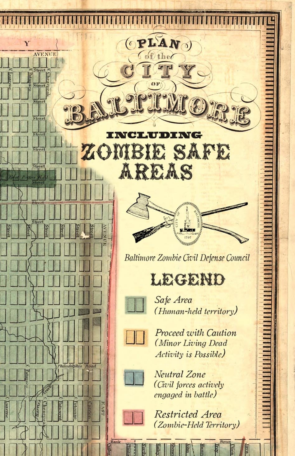 Digital Print Baltimore Art Zombies Baltimore Vintage Map - Etsy