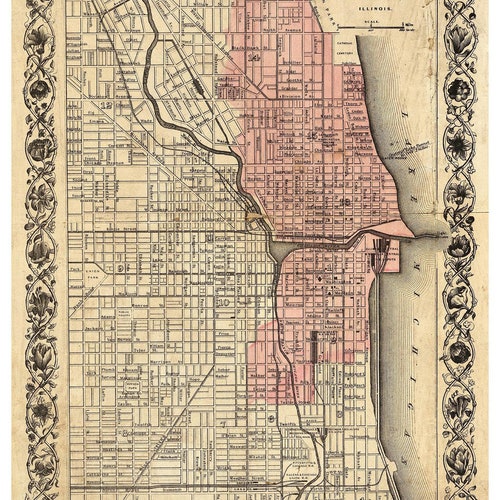 Digital Print Chicago Art Zombies Chicago Vintage Map - Etsy