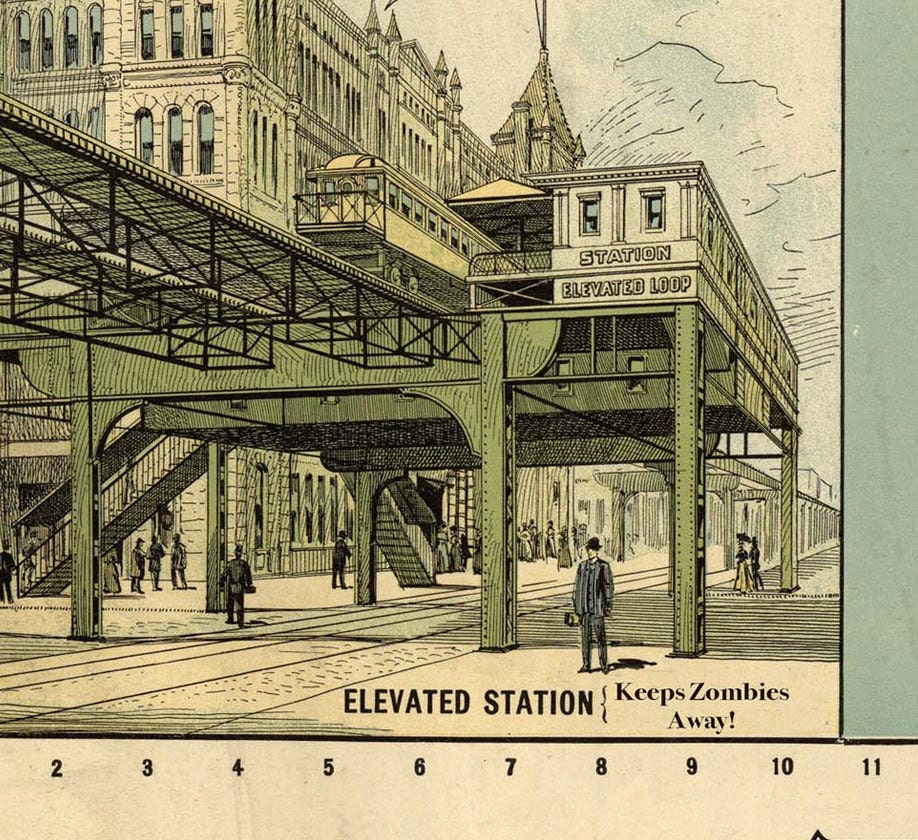 Digital Print Chicago Art Zombies Chicago Vintage Map - Etsy