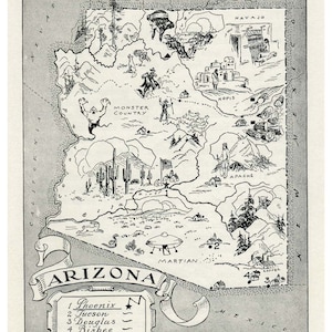 Digital Print, Arizona, Monster Art, Arizona Map, UFO Art, Geekery ...
