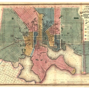 Digital Print, Baltimore Art, Zombies, Baltimore, Vintage Map ...