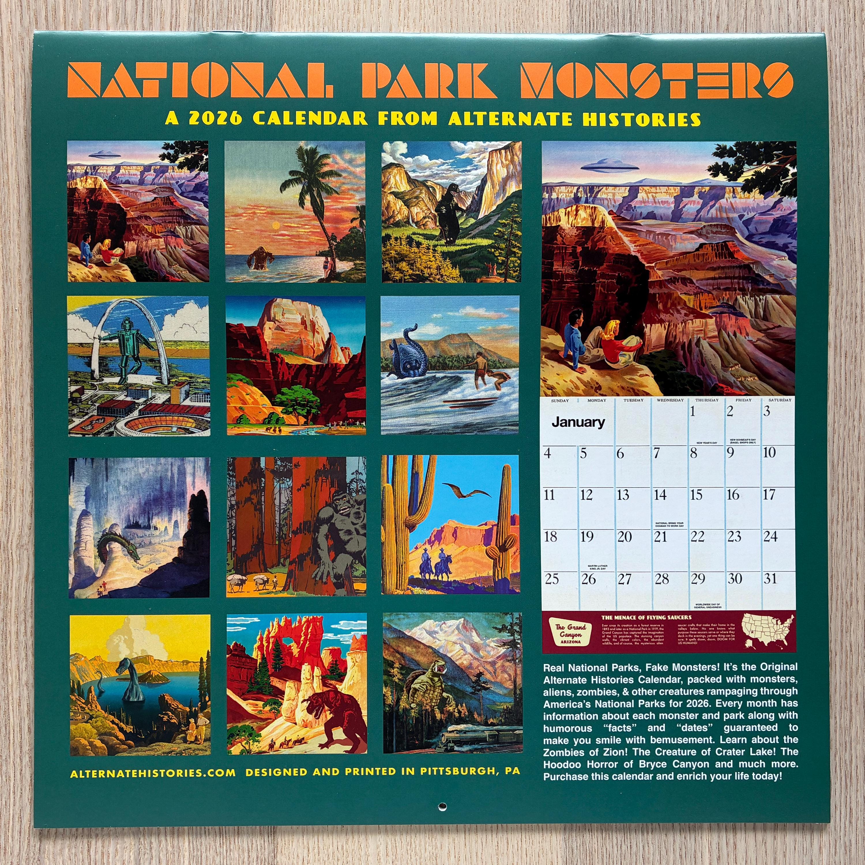 2026 National Park Monsters Calendar - Etsy