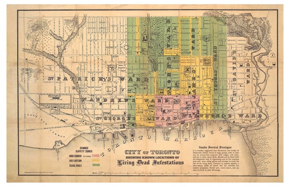 Digital Print Toronto Art Zombies Toronto Vintage Map | Etsy