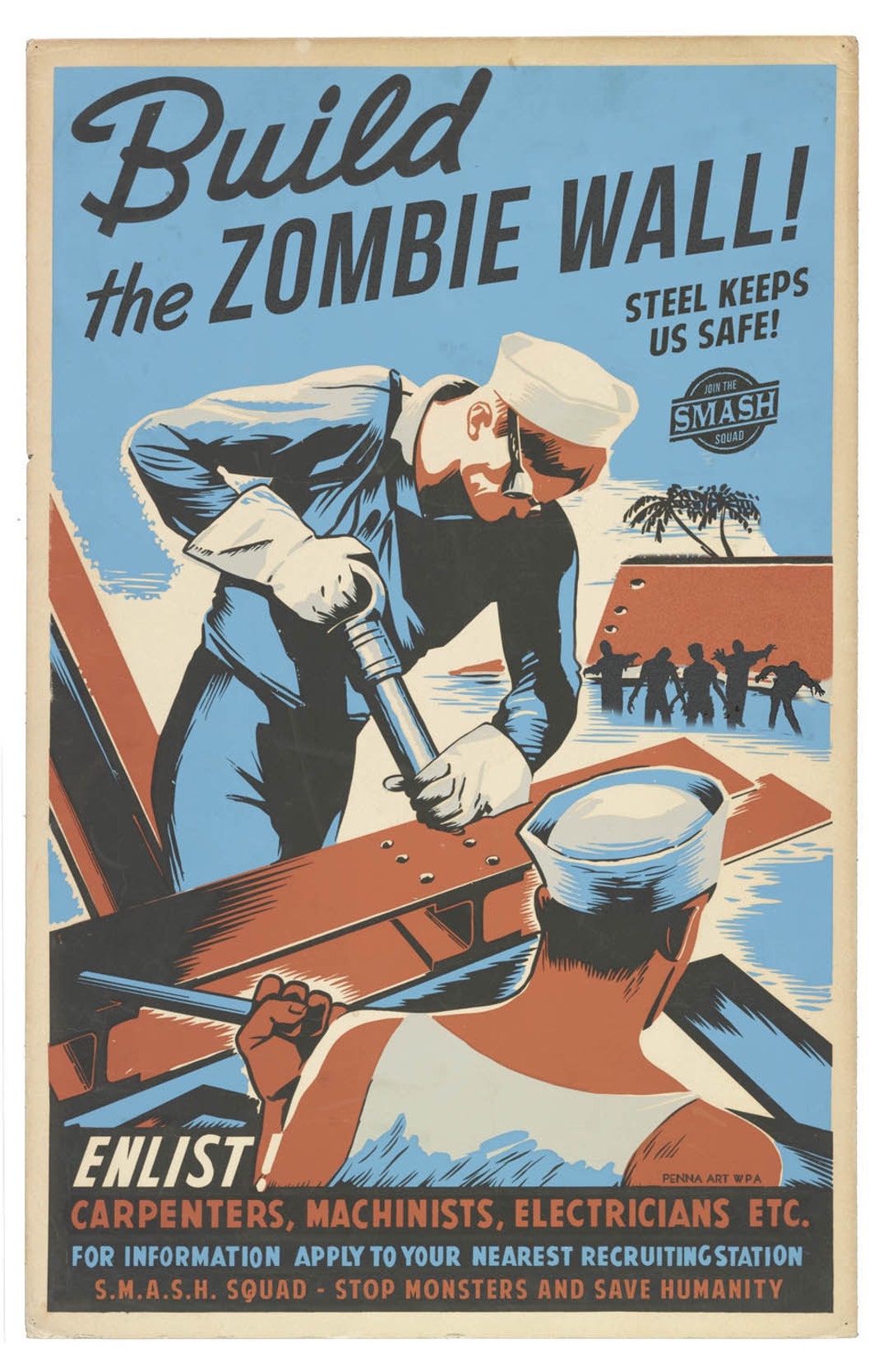 Art Print, Zombie Art, Digital Print, Zombie Apocalypse, World War II ...
