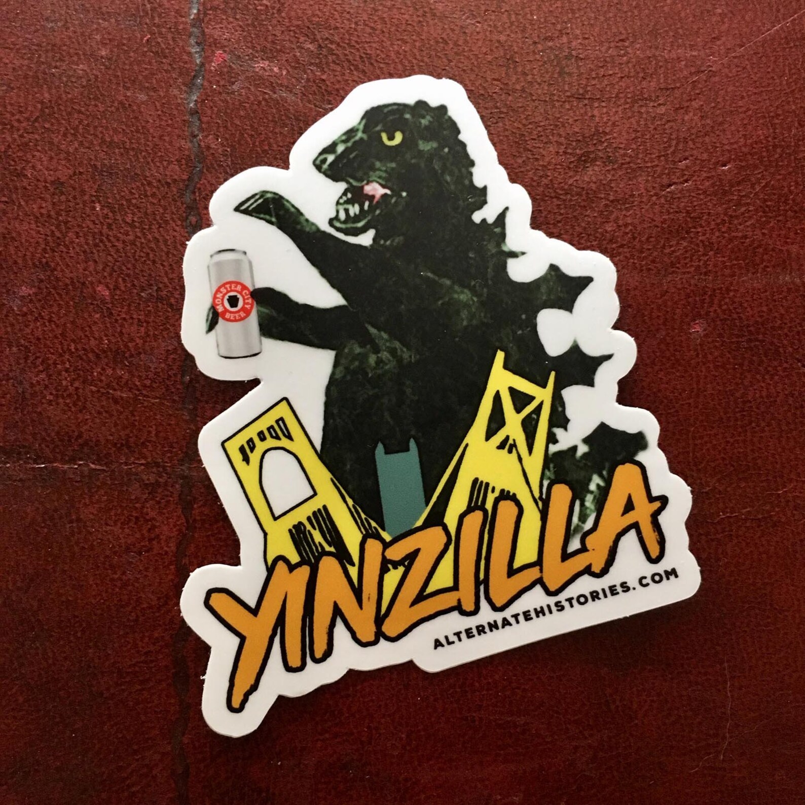 Yinzilla, Pittsburgh, Sticker, Vinyl Sticker, Pittsburgh Art, Monster ...