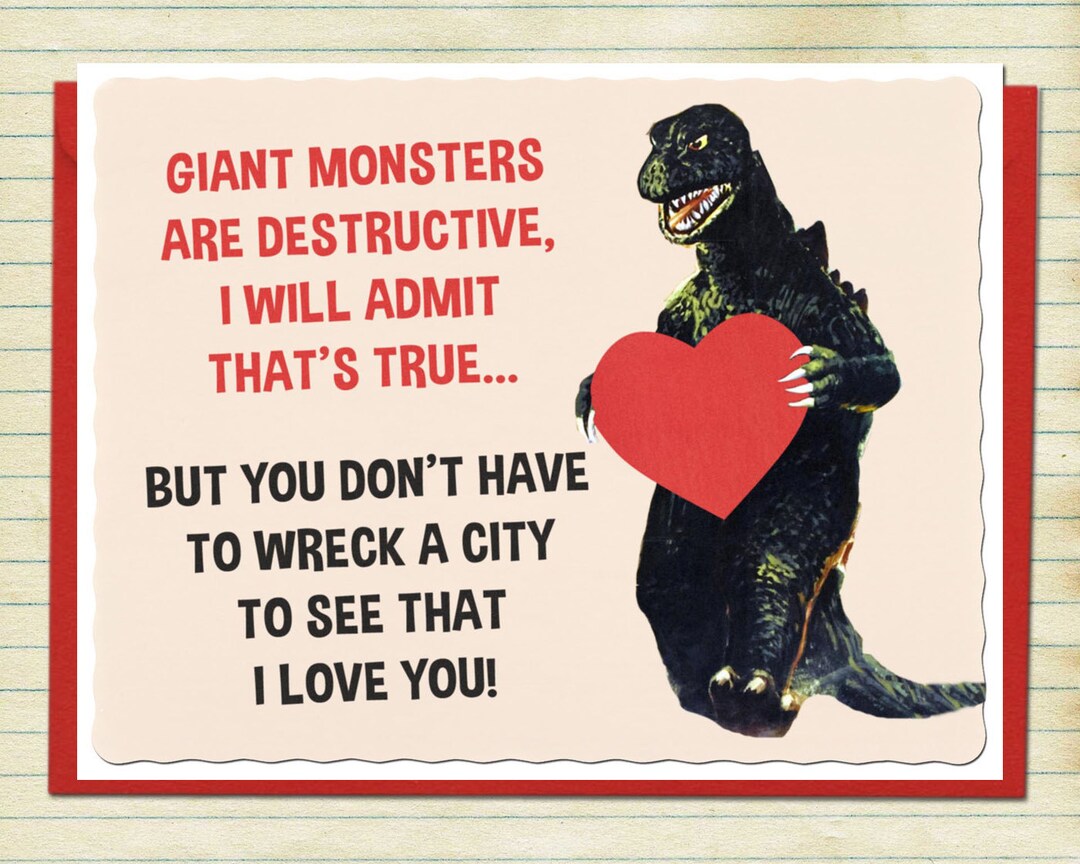 Valentines Day Card Monster Art Retro Valentine Vintage Card Geekery ...