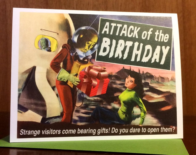 Attack of the Birthday Card - Etsy