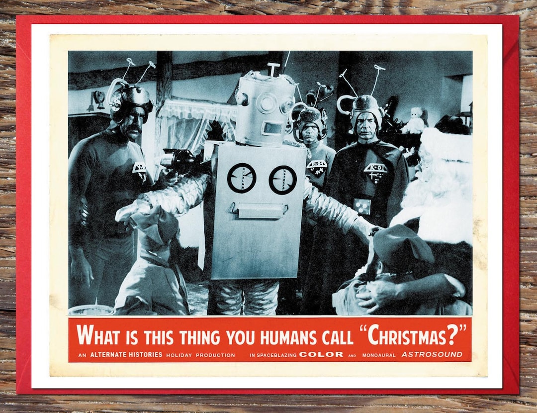 Robot, Santa Claus, Martians, Christmas Card, Funny Christmas Card ...