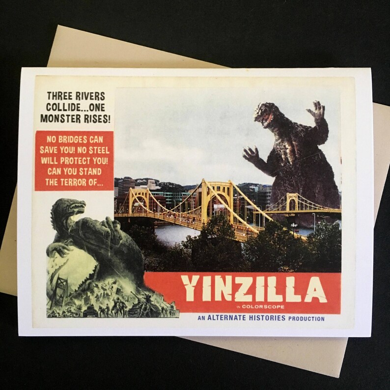 Pittsburgh, Yinzilla, Greeting Cards, Pittsburgh Card, Pittsburgh Art ...