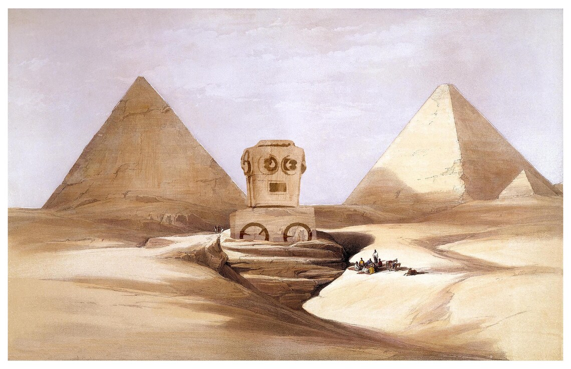 Egypt Art Robot Art Sphinx Pyramids Egypt Pyramid Art - Etsy