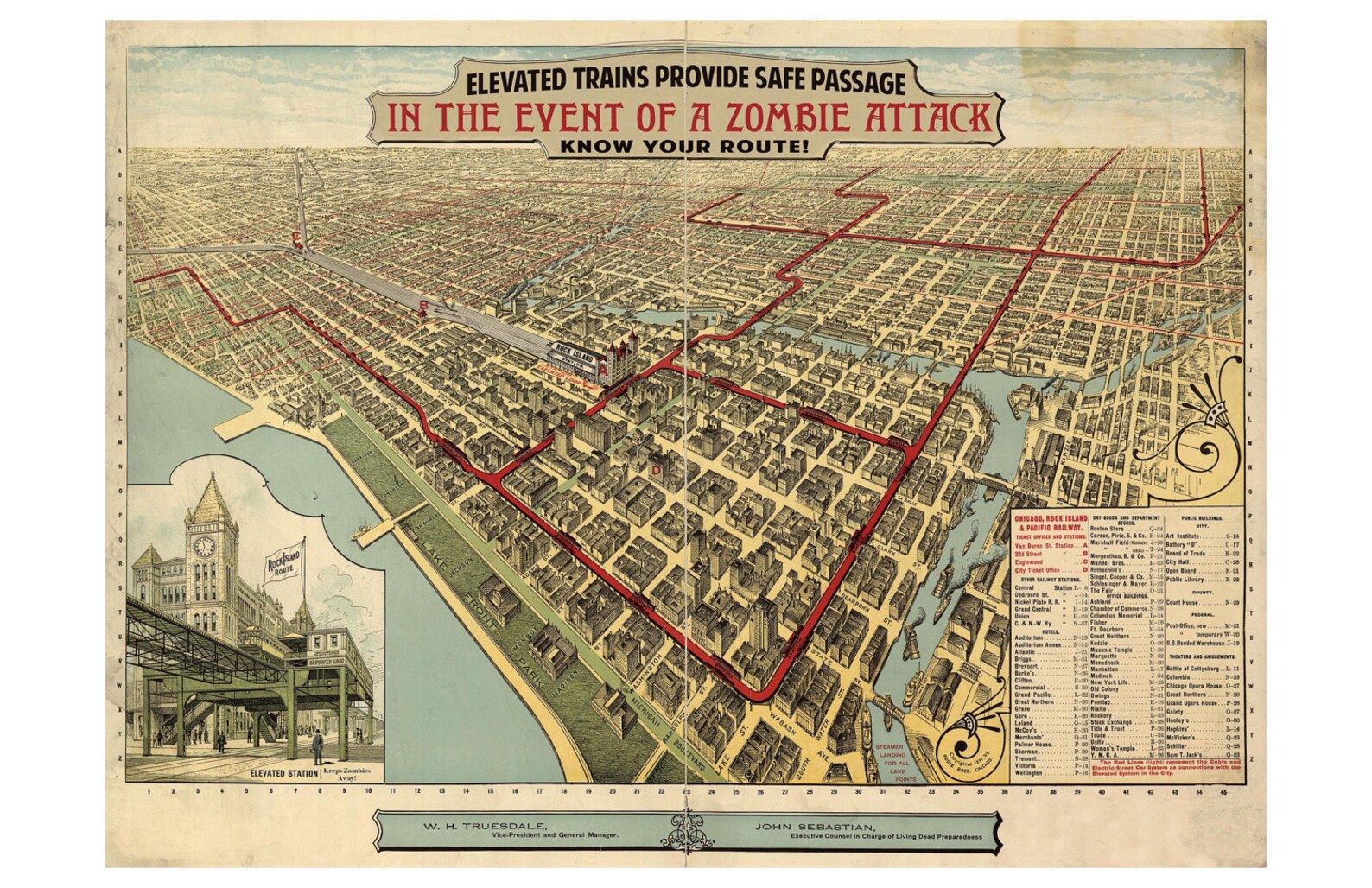 Digital Print Chicago Art Zombies Chicago Vintage Map - Etsy