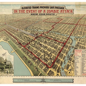 Digital Print Chicago Art Zombies Chicago Vintage Map - Etsy