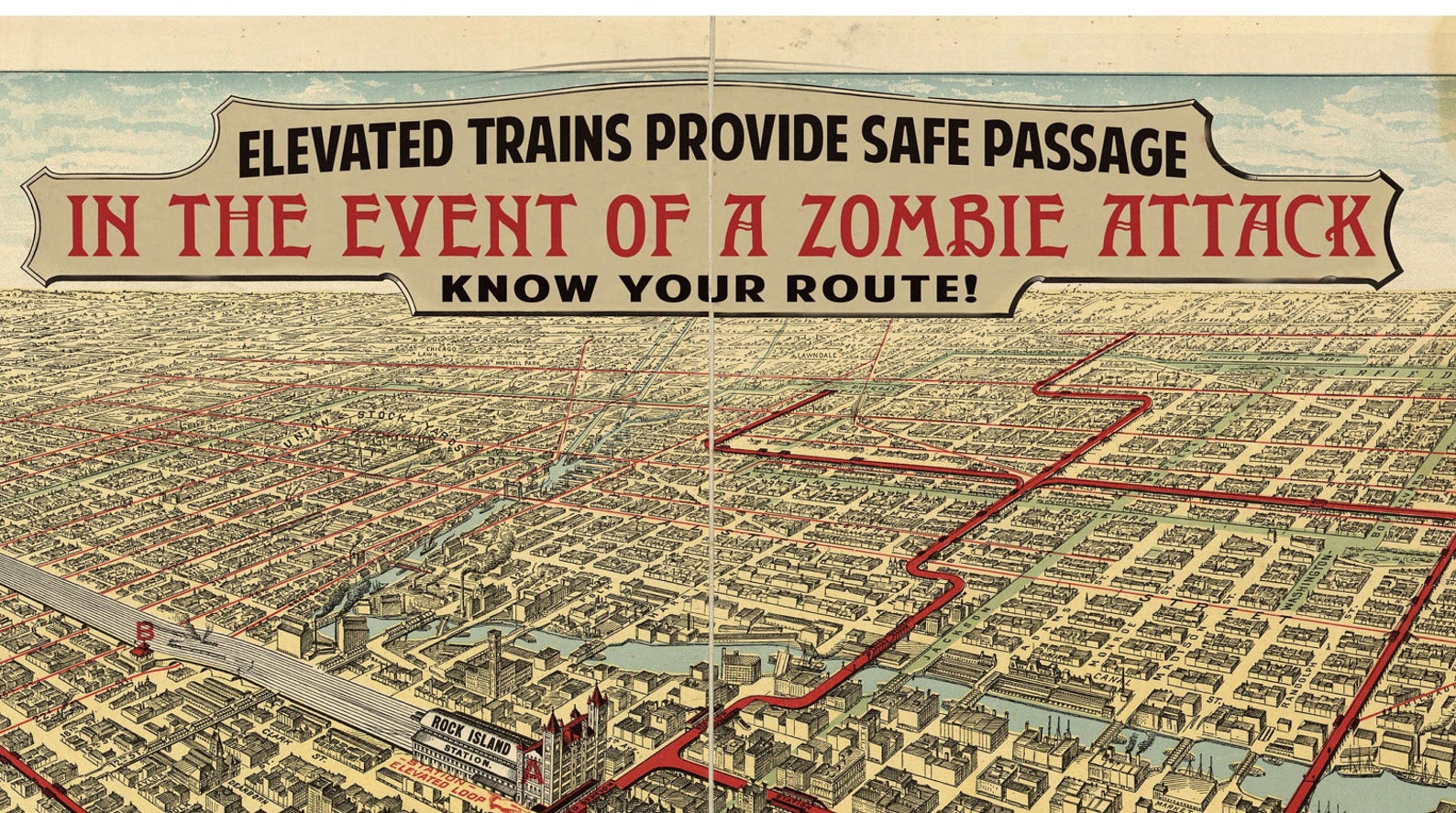 Digital Print Chicago Art Zombies Chicago Vintage Map - Etsy