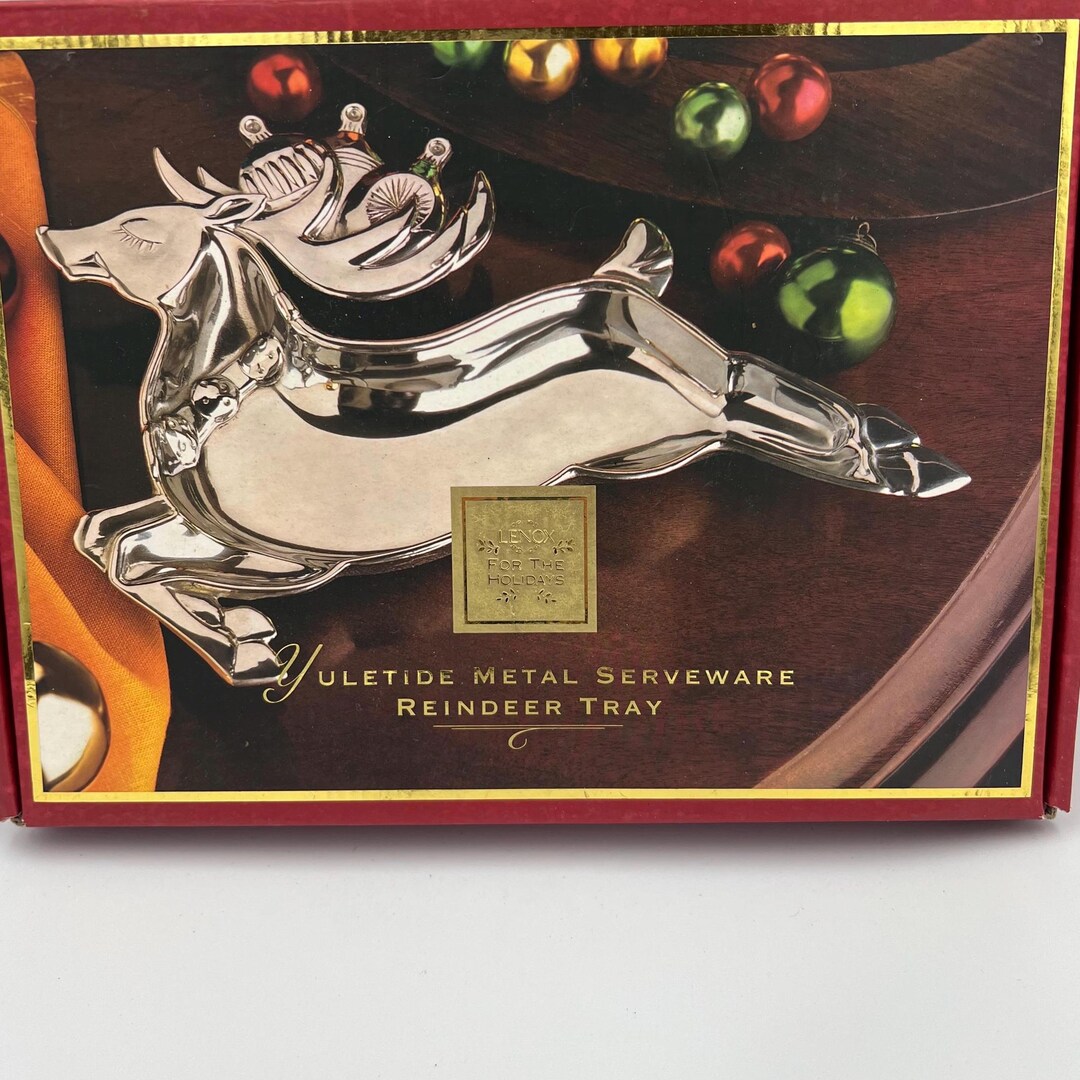 Lenox Metal Serveware Reindeer Tray • Holiday Entertaining • Christmas ...