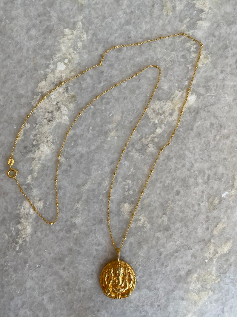 Ganesha Necklace: Bronze Elephant God Pendant, Gold Filled Chain - Etsy