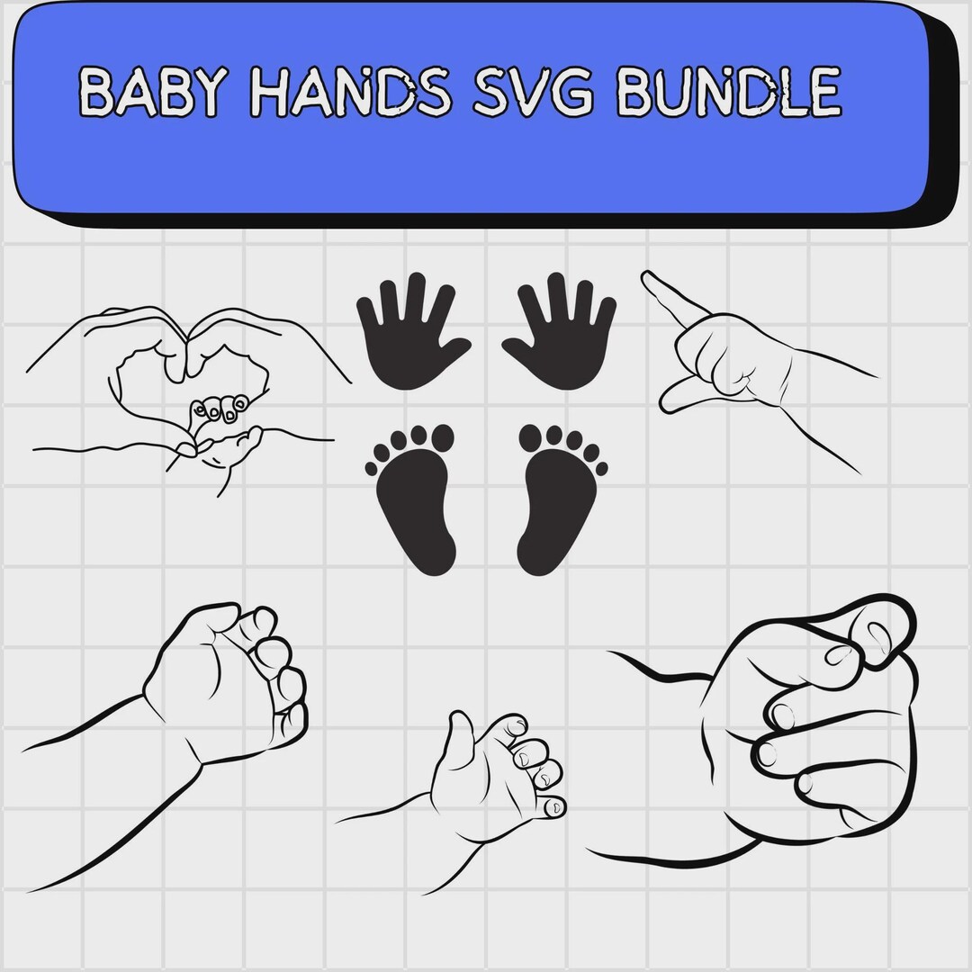Baby Handprint Footprint SVG Bundle • Newborn Clipart (digital Download ...
