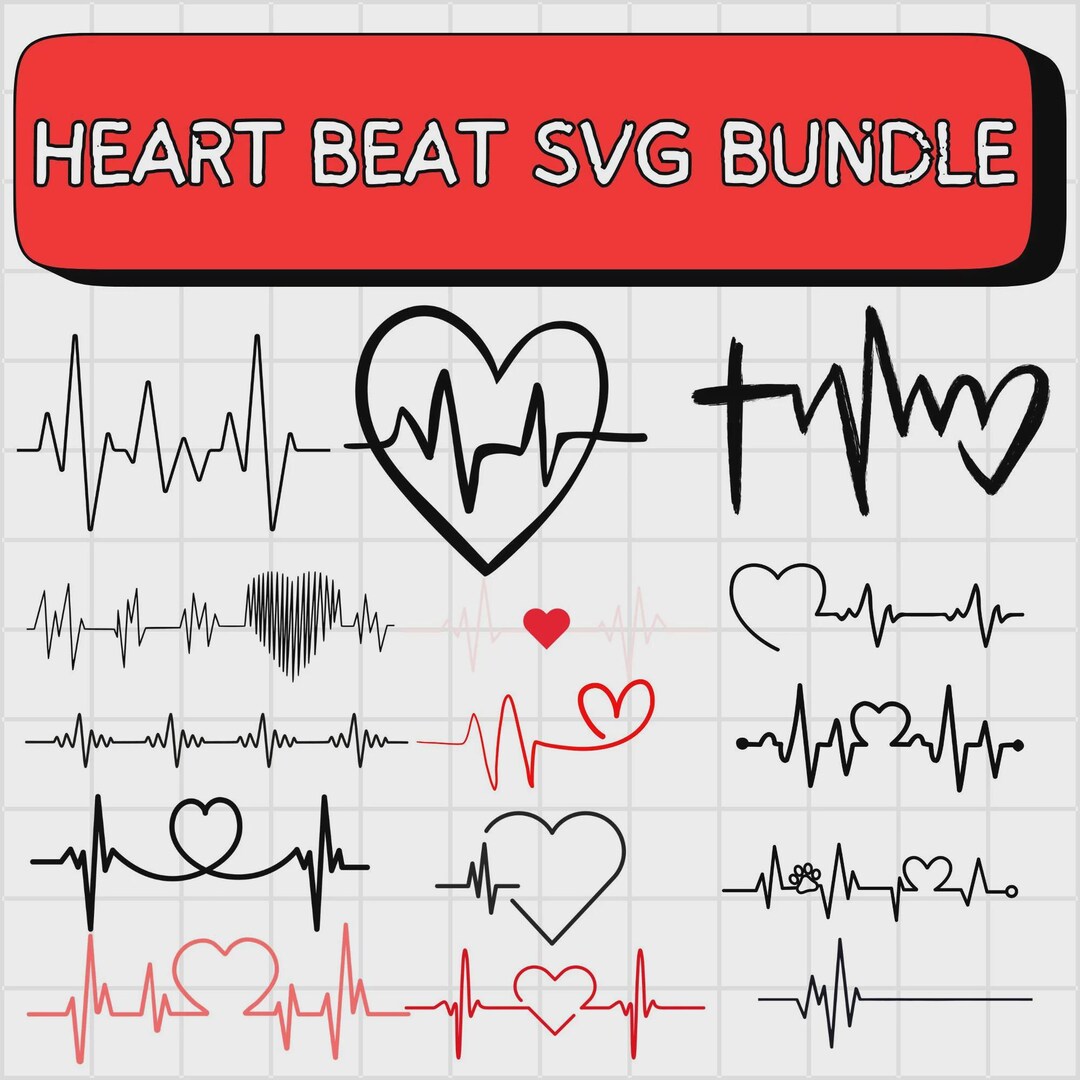 Heartbeat SVG Clipart Bundle – Nurse Stethoscope Cut Files (digital ...