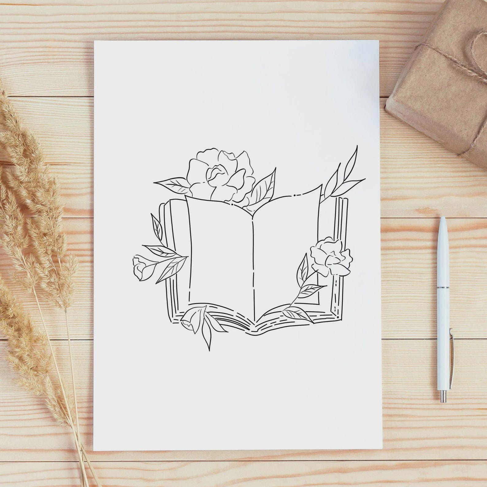 Floral Book SVG Bundle: Wildflower Reading Book Designs (digital ...