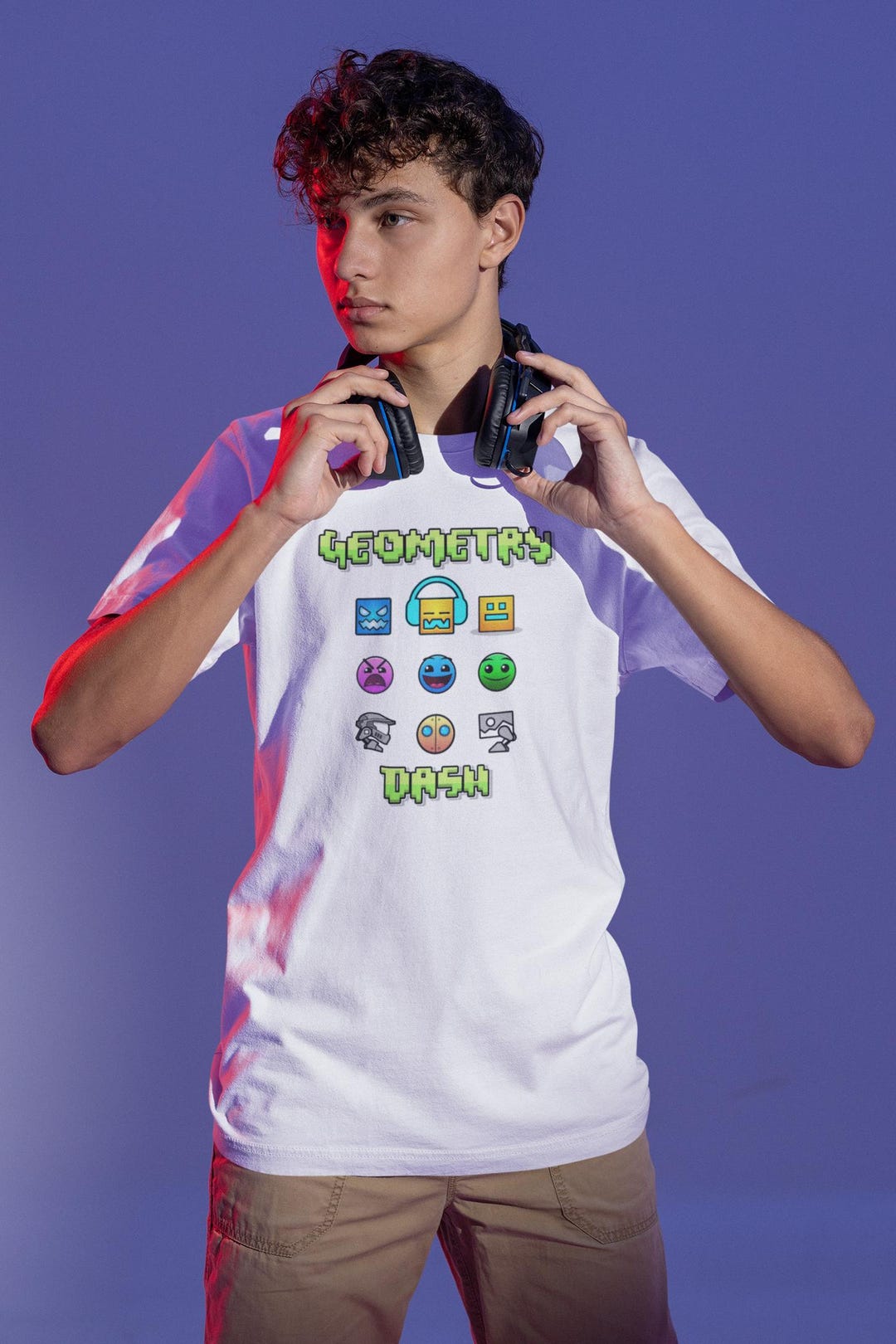 Kids Geometry Dash T-shirt – Youth Gamer Shirt With Icon Faces - Etsy