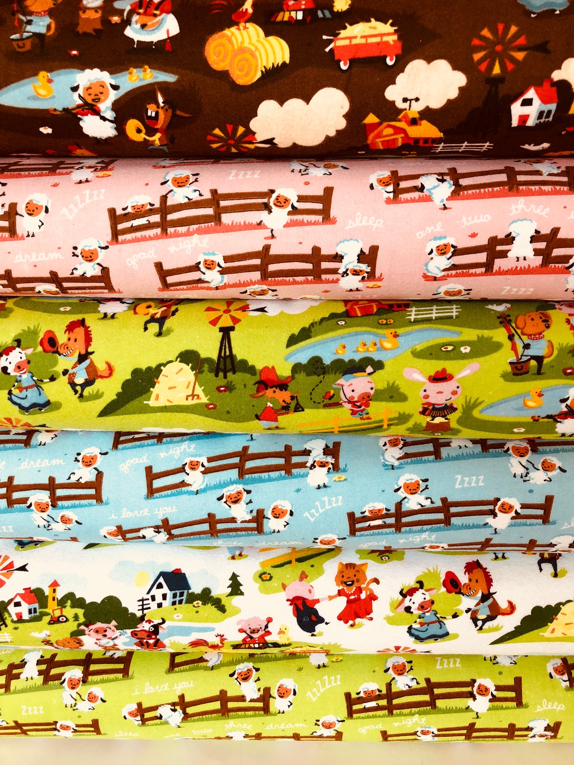 HARMONY FARM Sheep Dream Green Flannel Fabric Kids Flannel - Etsy