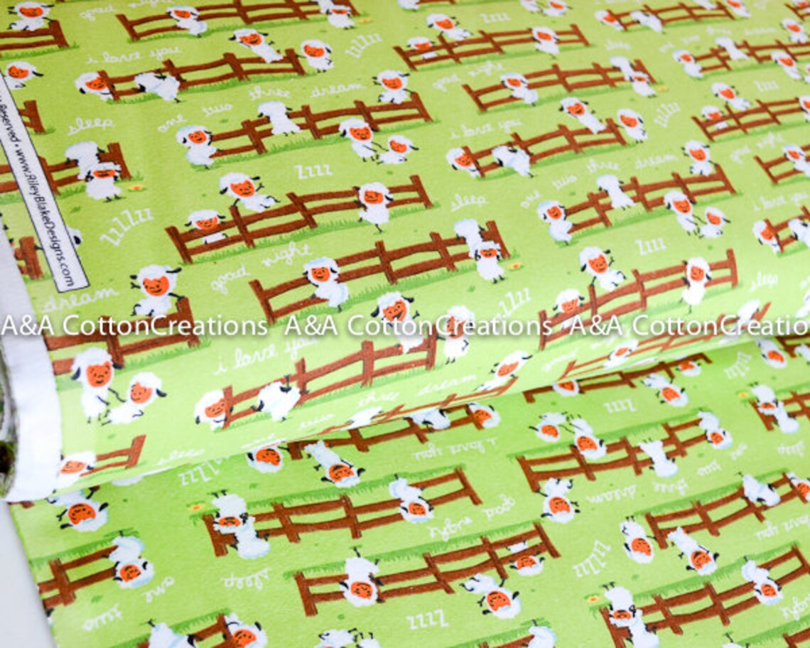 HARMONY FARM Sheep Dream Green Flannel Fabric Kids Flannel - Etsy