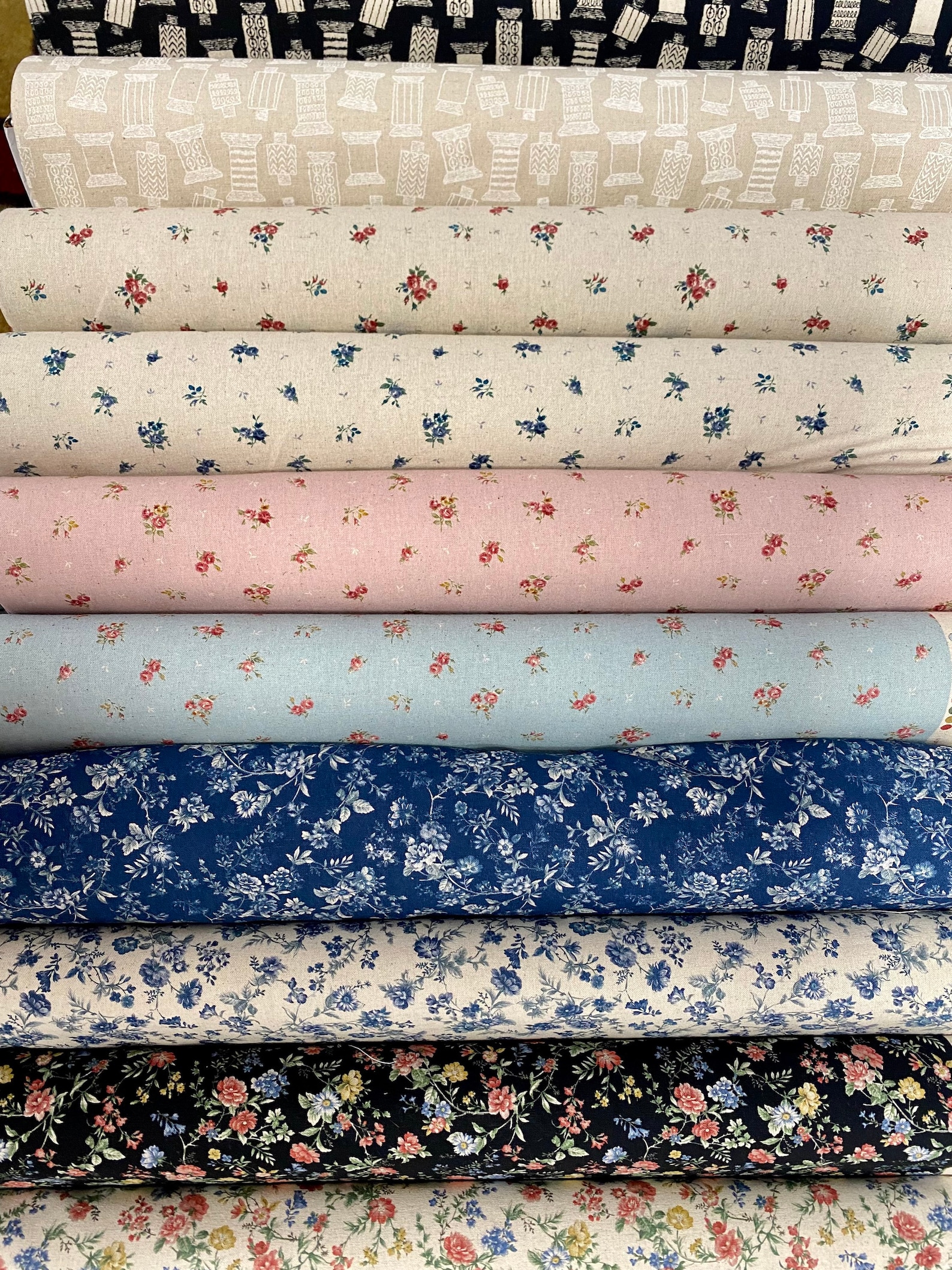 Cotton Flax Print SB-87505D3-7 BLACK by Sevenberry Prints | Etsy