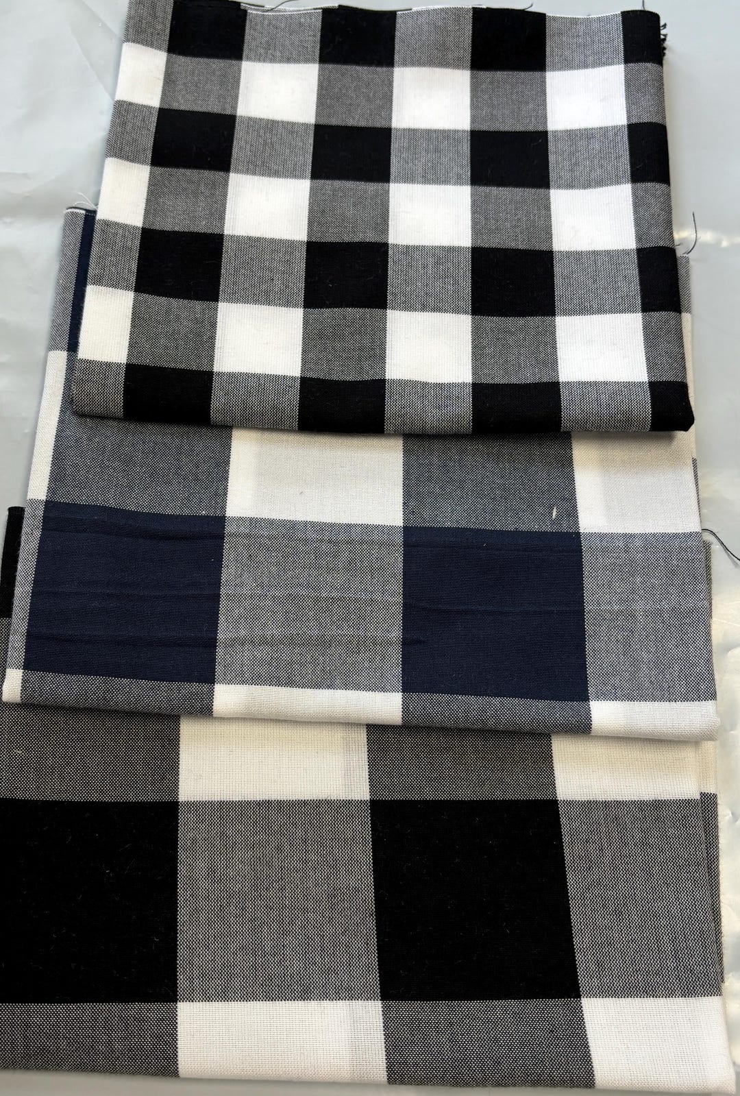 Sale 25 % - End of Bolts 3 Pieces 12"x44" of Black and Navy Plaid ...