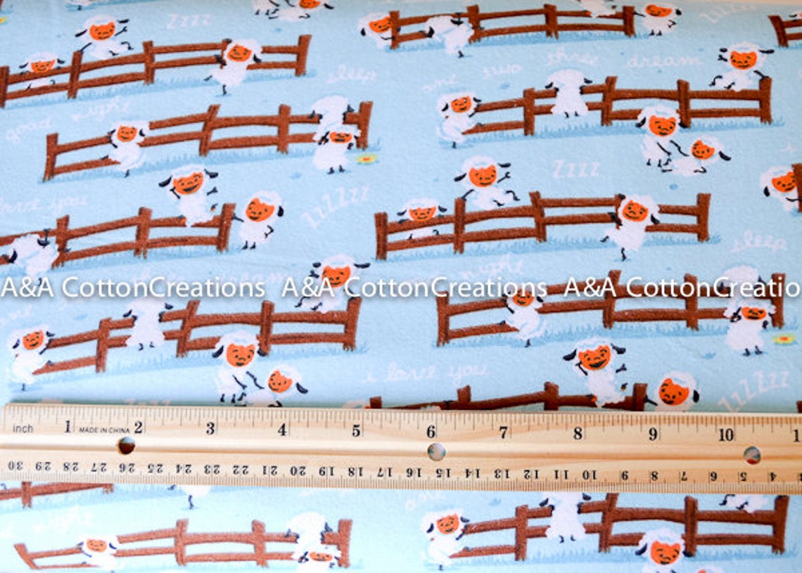 HARMONY FARM Sheep Dream Green Flannel Fabric Kids Flannel - Etsy