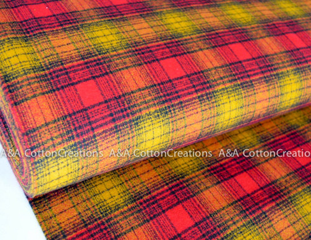 Last Pieces Cayenne Mammoth Flannel Fabric, Reversible Plaid Flannel ...