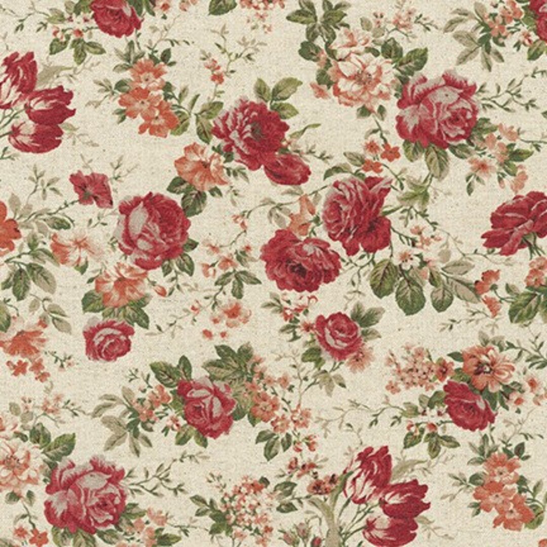 Cotton Flax Print, SB-87505D3-1 ROSE by Sevenberry Prints, Decor Fabric ...