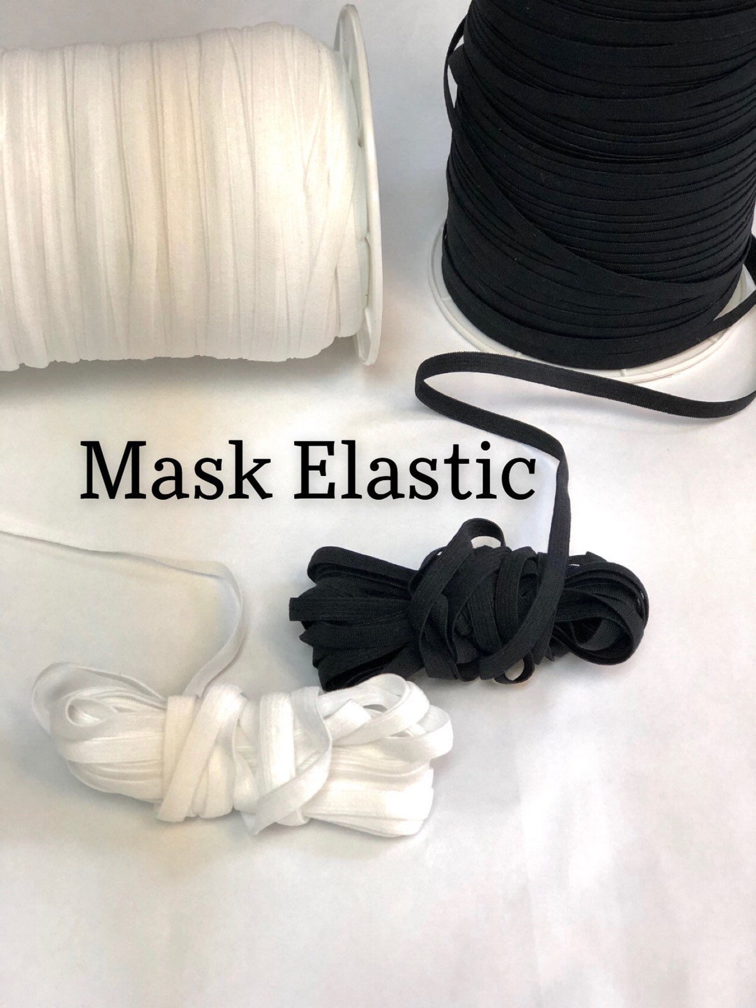 Elastic for Face Mask, Black O White Soft Elastic, 1/4" Soft Elastic ...