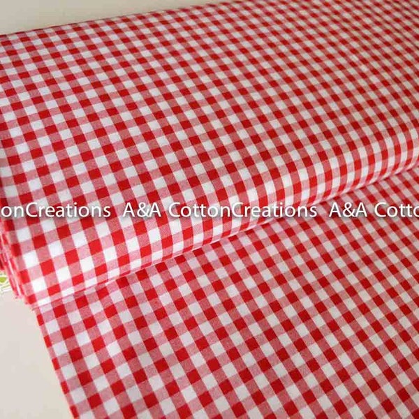 Red Gingham Fabric - Etsy