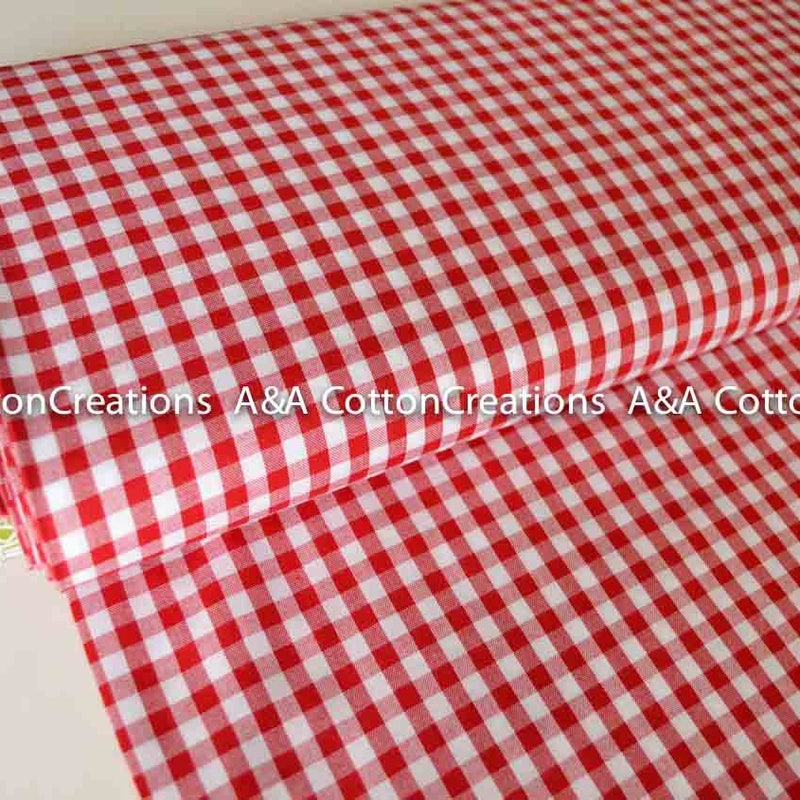 Red Gingham Fabric - Etsy