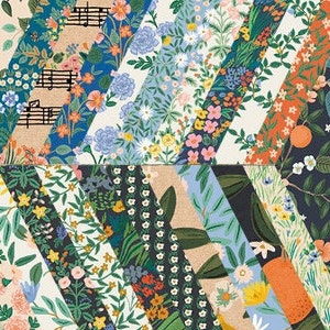 NEW RP905-BL5CM Daisy Fields - Blue CANVAS Metallic Fabric, Rifle Paper ...