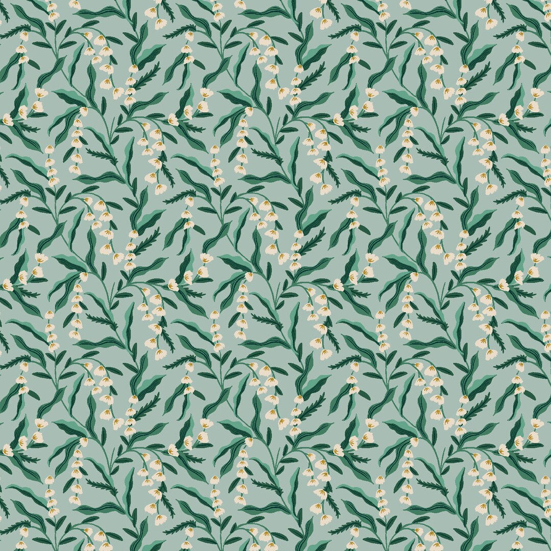 Last Piece 30"x44" RP1006-MI2M Lily - Mint Metallic Fabric, Vintage ...