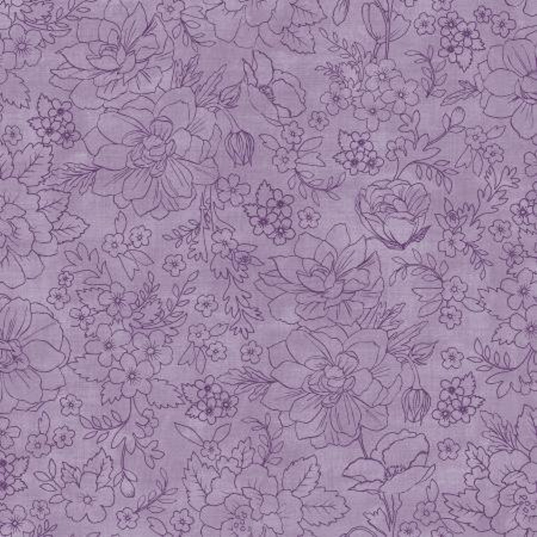 Last Pieces PS104-PU6 Lilac&sage-toile-purple Fabric, Cotton Steel, 100 ...