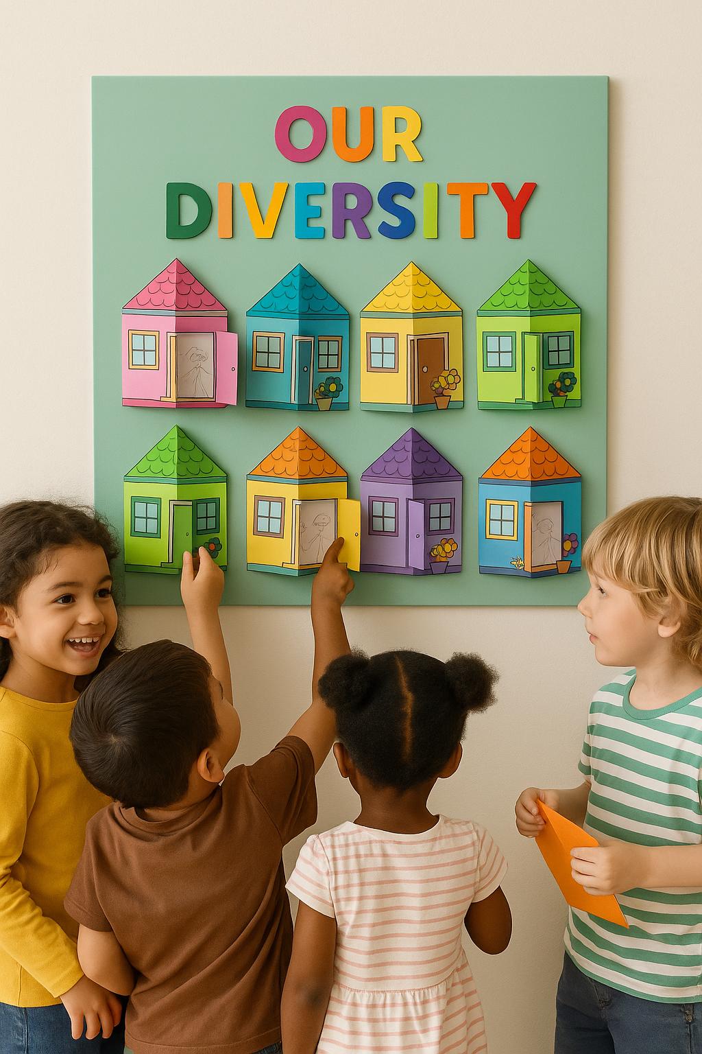 Diversity Paper House Craft & Family Tree Bulletin Board (printable ...