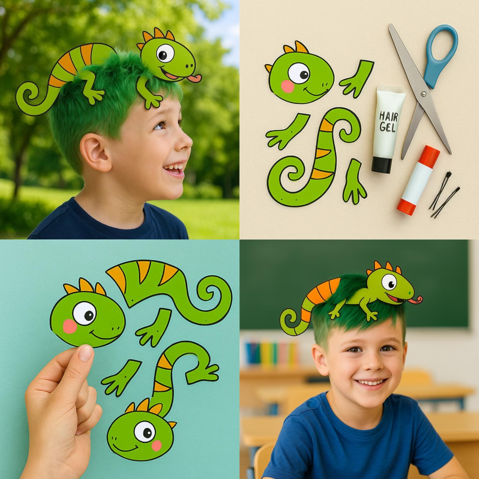 Crazy Hair Day Iguana Printable: DIY School Spirit Week Wig (PDF) - Etsy